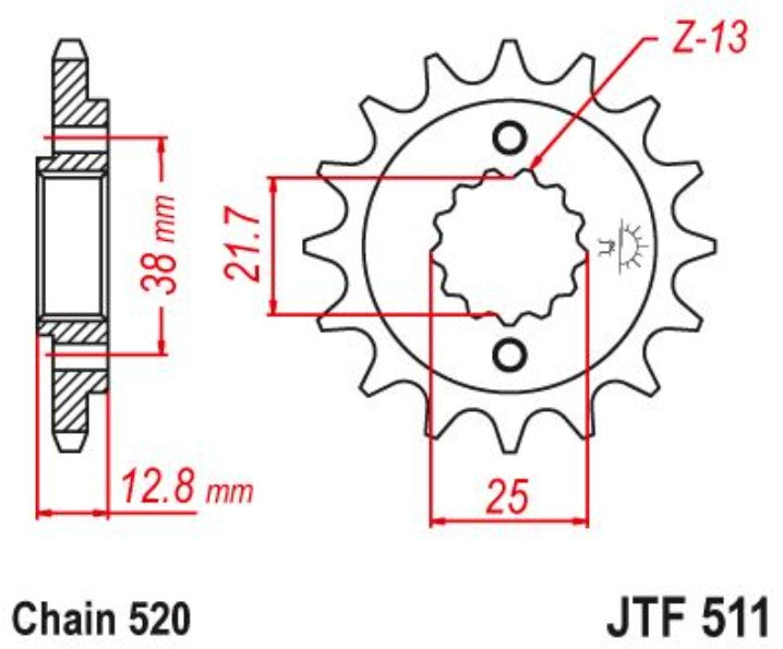 JT Sprockets Front OE Steel T14 #520 JTF511.14 THS Moto NZ